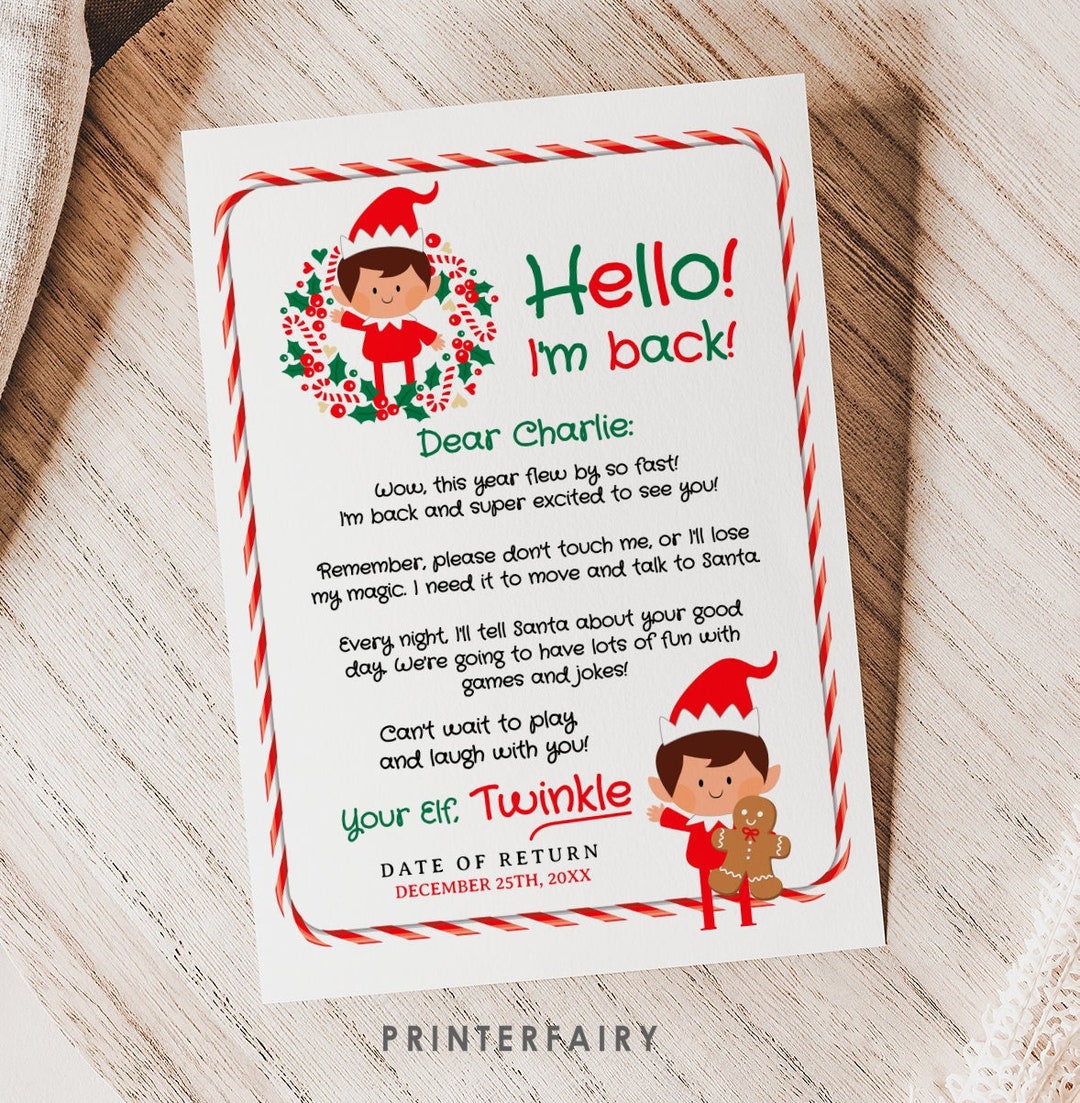 Elf Arrival Letter, Editable Elf Return Letter, Instant Download - Etsy