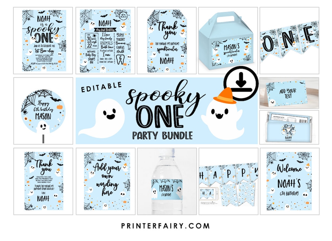 Spooky One 1st Birthday Party Invitation Printable Party Decorations ...