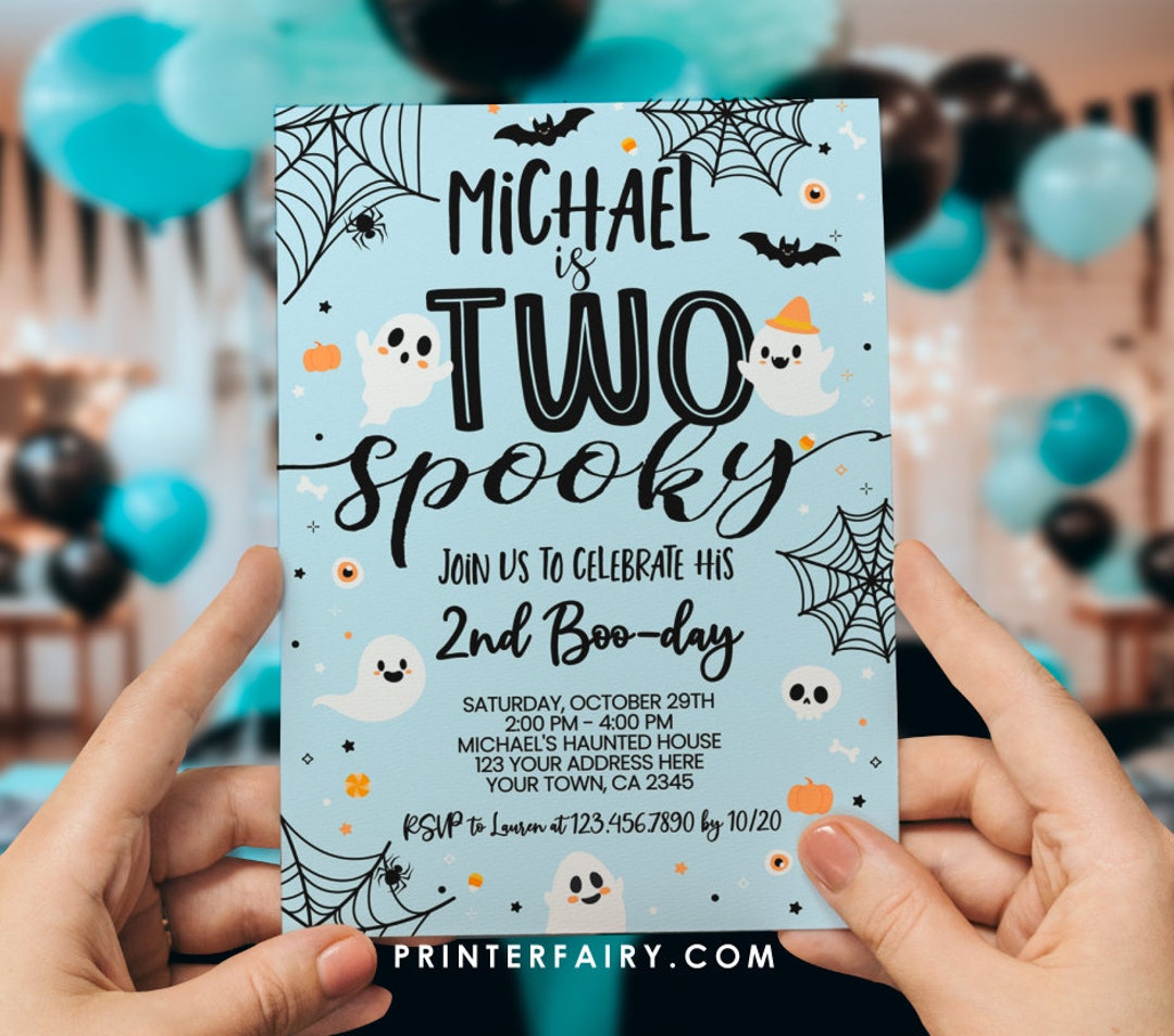 Two Spooky Invitation, EDITABLE Halloween 2nd Birthday Invitation ...