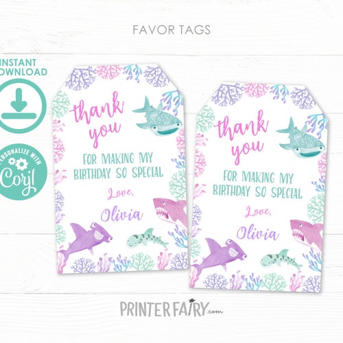 Shark Welcome Sign EDITABLE Shark Girl Birthday Party Under - Etsy