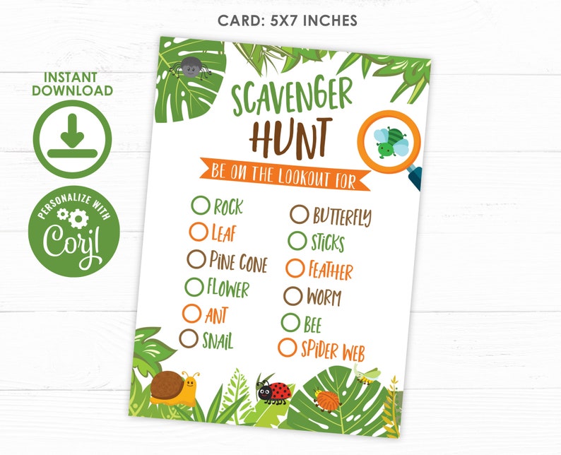 Bugs Scavenger Hunt Game EDITABLE Insects Printable Games - Etsy