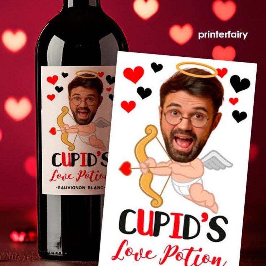 Editable Wine Label, Valentine's Day Wine Label, Cupid's Wine, Love ...