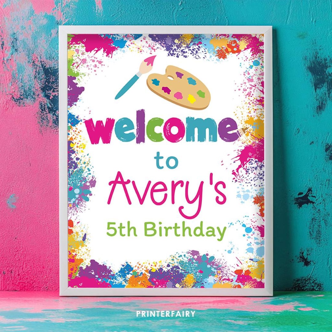 Art Party Printable Welcome Sign Editable Template, Painting Party Sign ...