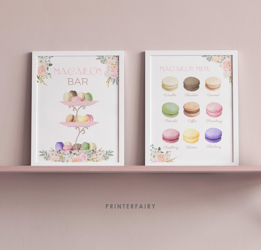 Macaron Bar Station Printable Sign, Paris Brunch Sign Template ...