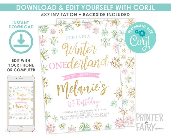 Paper Invitations Snowflake Birthday Invitation Little Snowflake ...