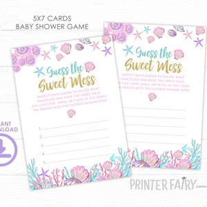 Mermaid Baby Shower Games, Guess the Sweet Mess Game, Girl Baby Shower ...