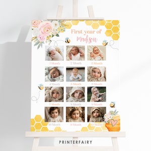 Editable Bee Birthday Party Photo Board, Honeycomb Design, Sweet as Can ...