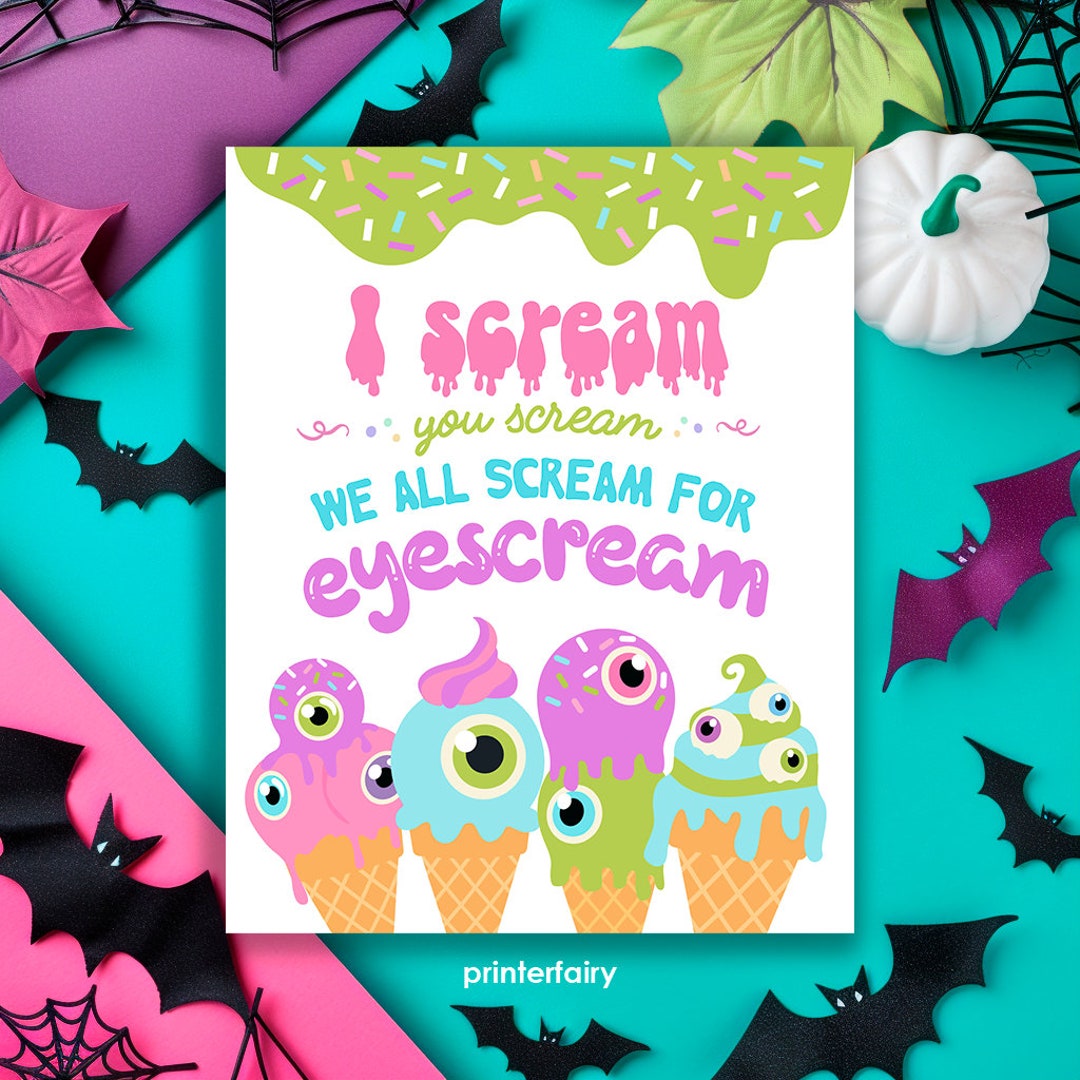 Ice Cream Party Sign, Summerween Party, Eyescream Party, Retro ...