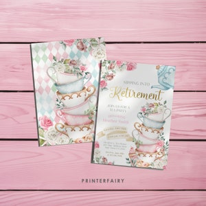 Tea Retirement Party Invitation, Editable Printable Invite for ...