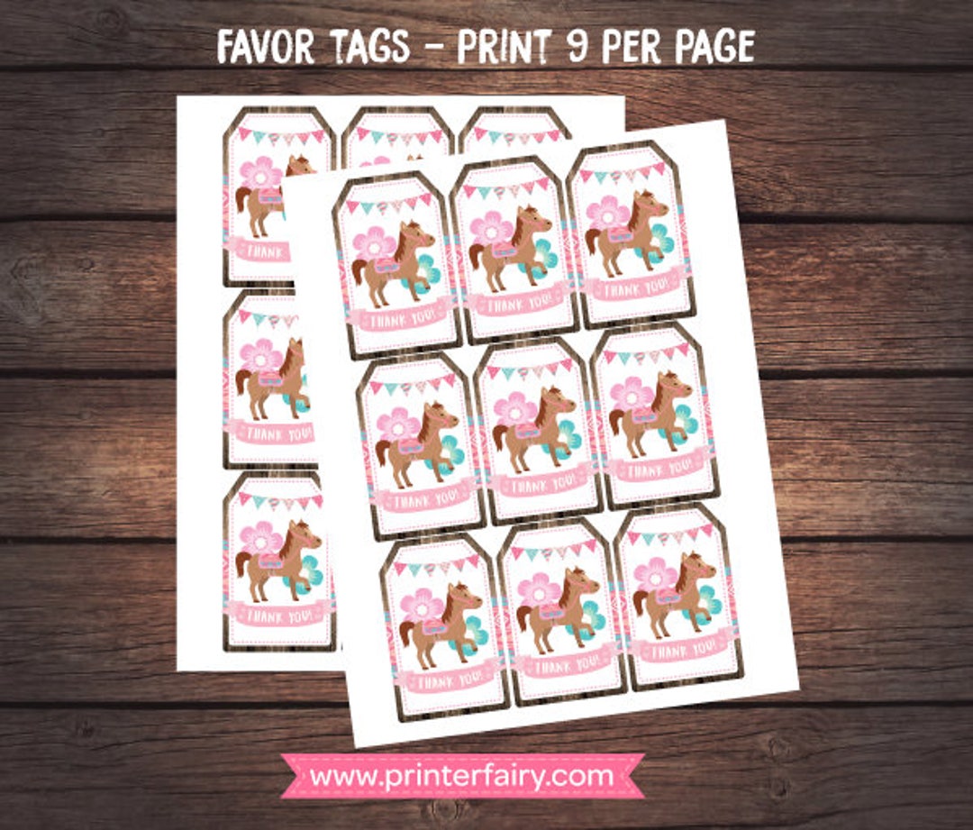 Pony Favor Tags, Cowgirl Thank You Tags, Instant Download, Instant ...