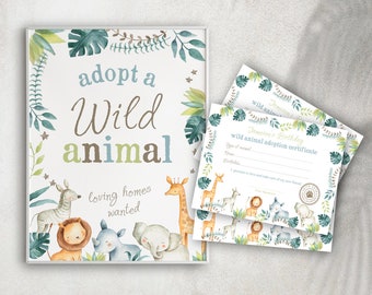 Adopt an Animal Adoption Certificate Safari Adoption Wild One - Etsy