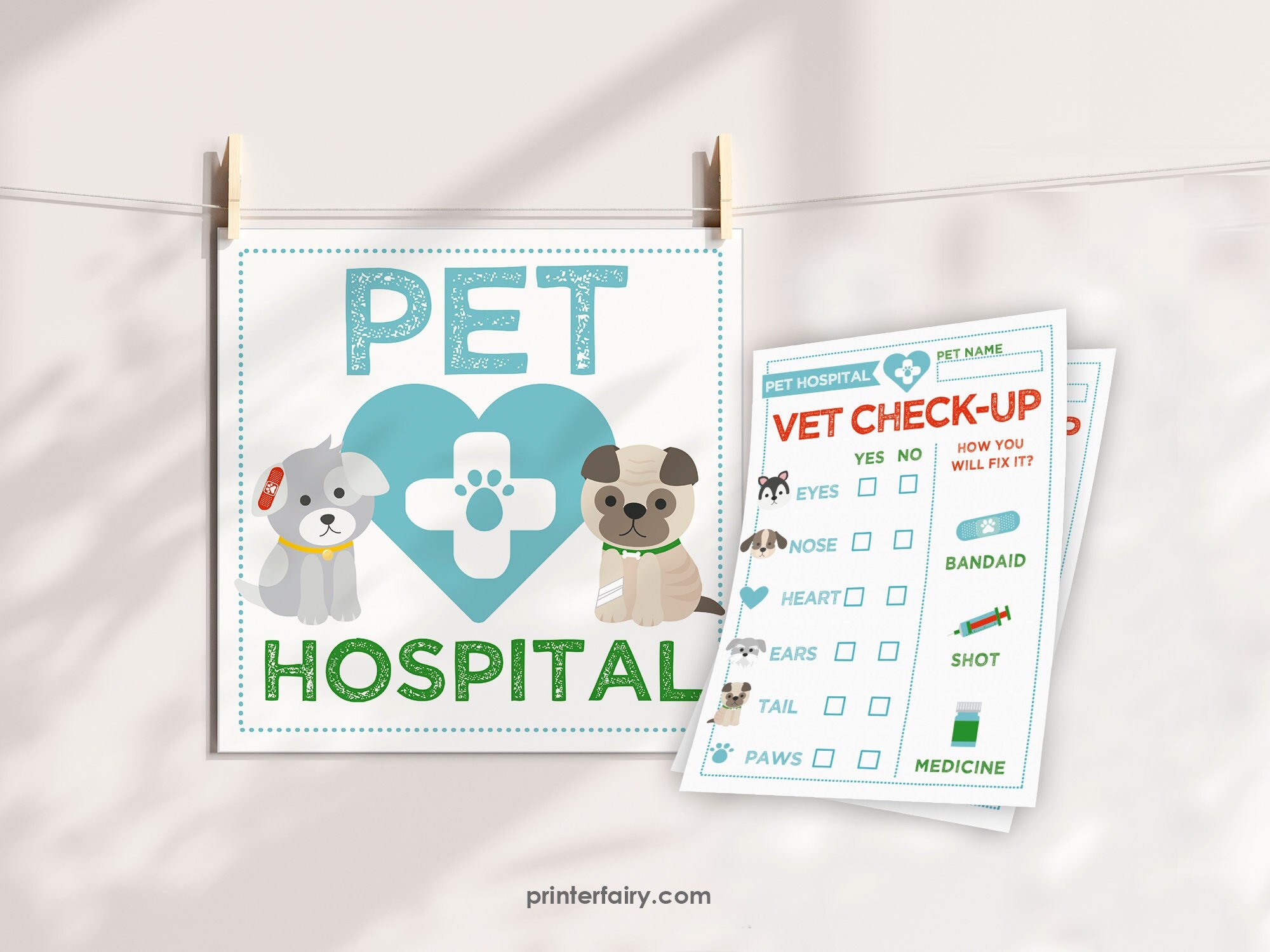 Puppy Hospital Sign and Vet Check-up, Pet Adoption Party, INSTANT ...