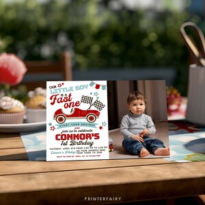 Race Car First Birthday Party Invitation With Photo, EDITABLE, Racing ...