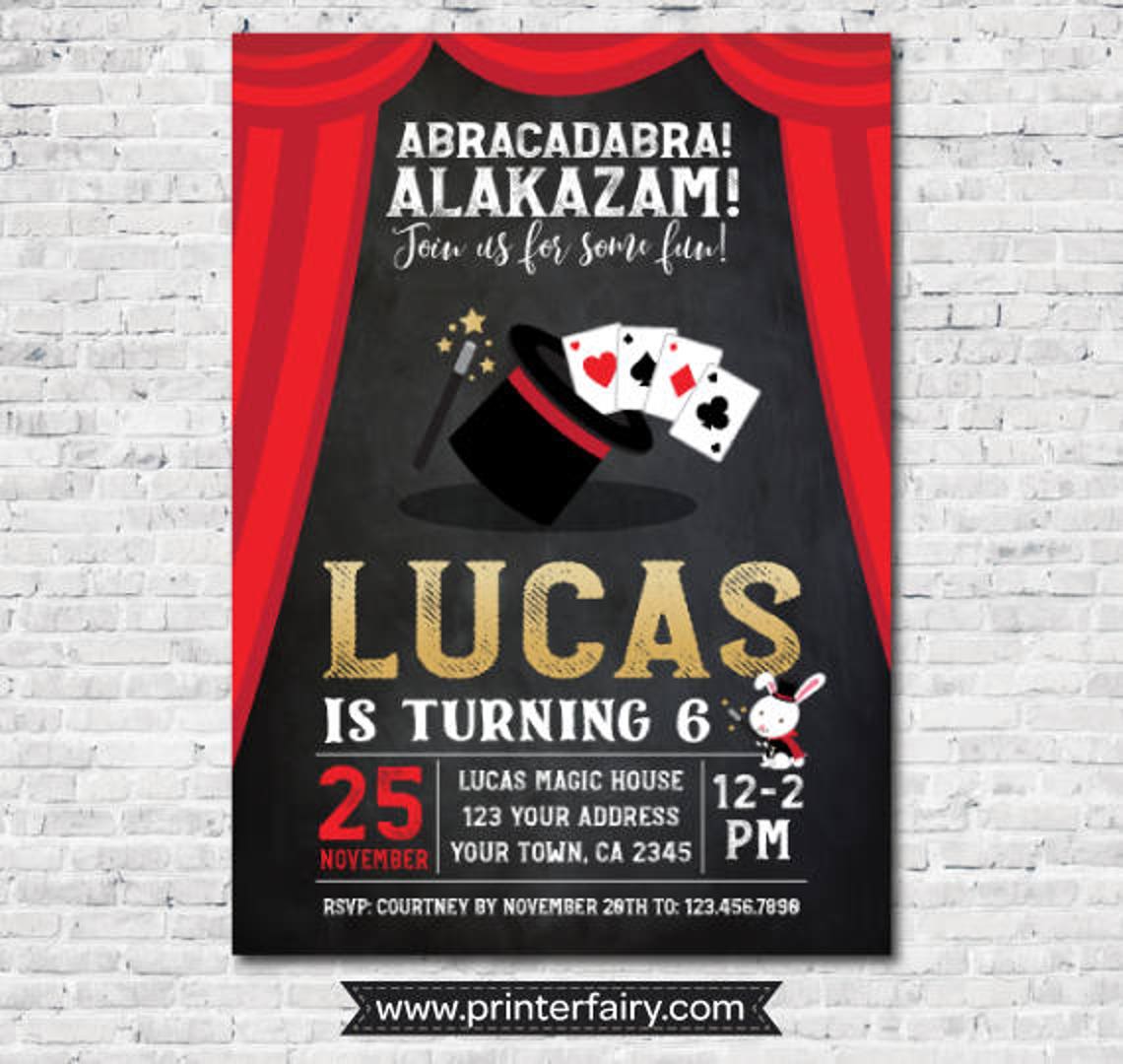 Magic Show Party Invitation Magician Birthday Party Magic - Etsy