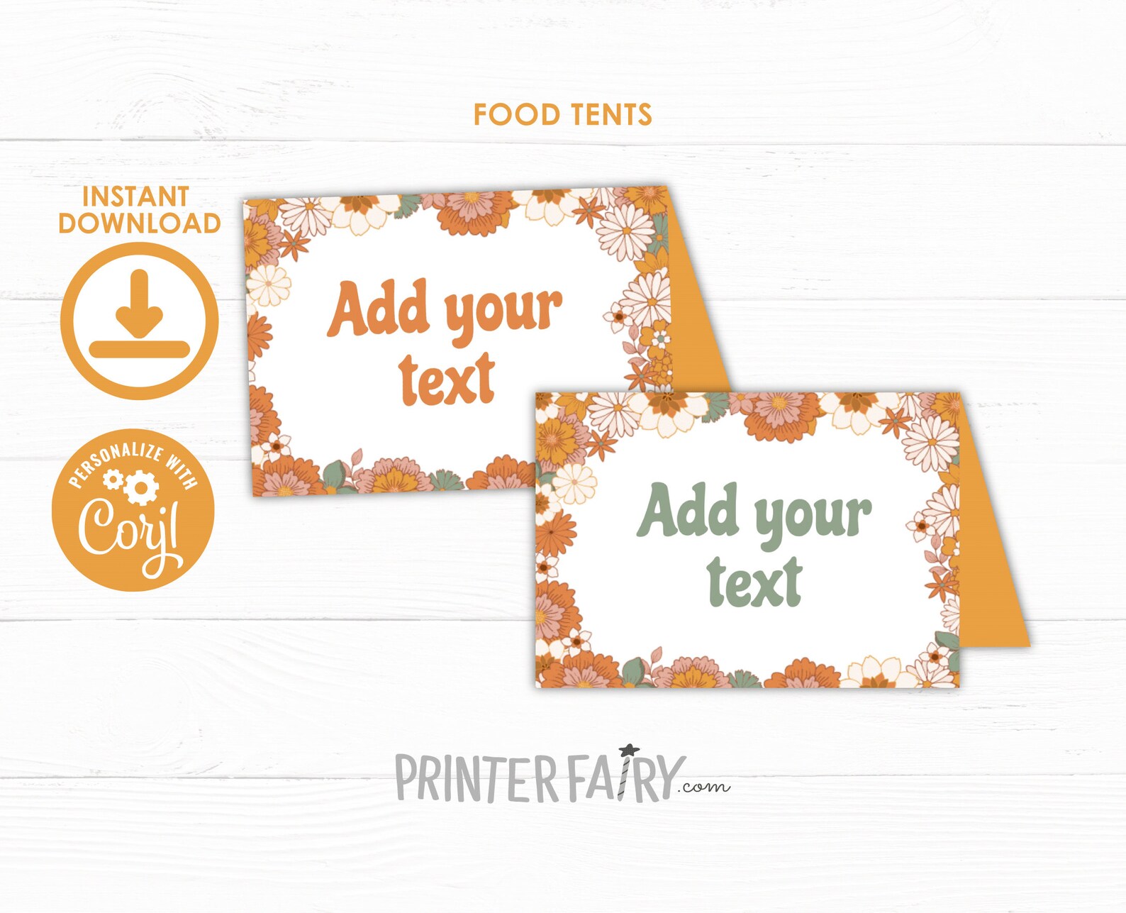 Hippie Food Tents EDITABLE Groovy One Birthday Two Groovy - Etsy