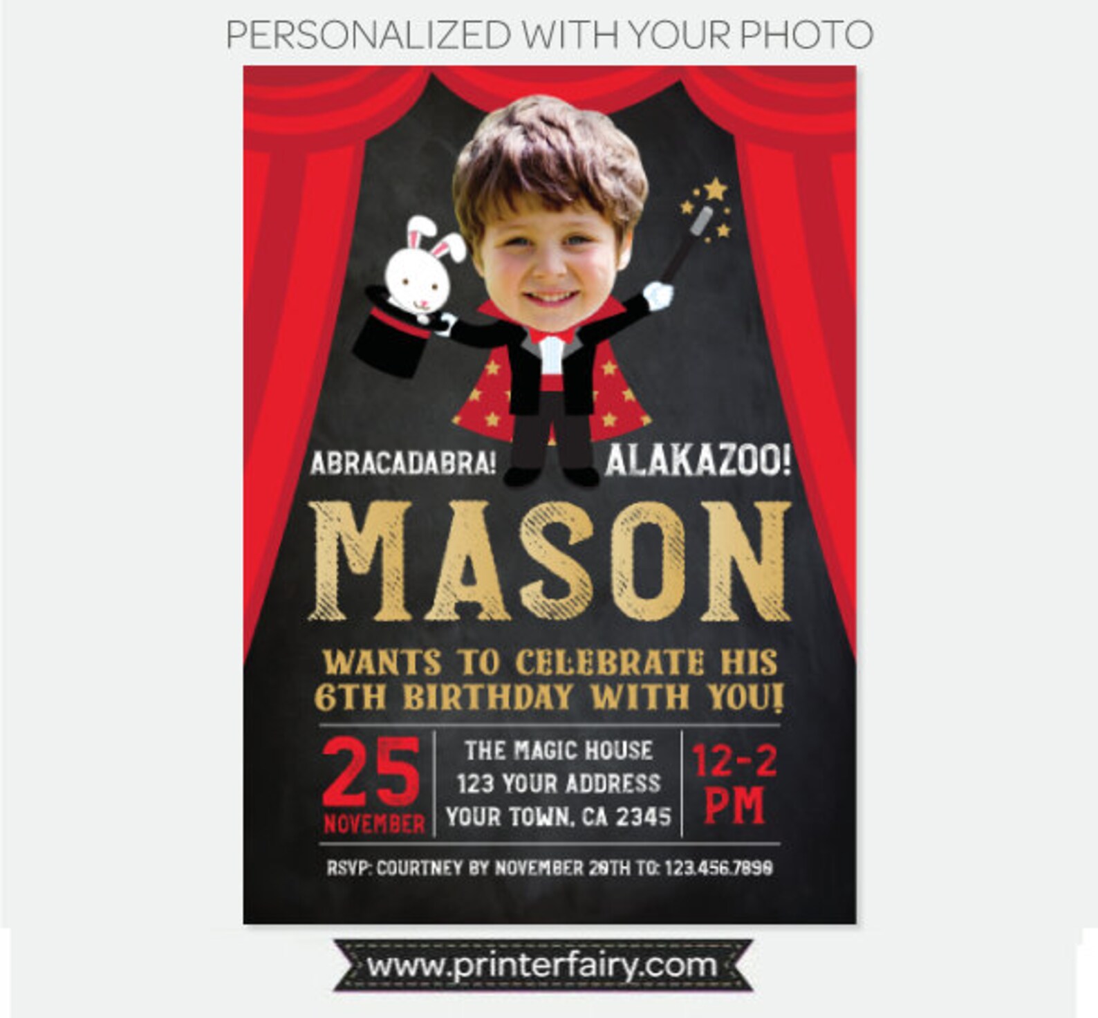 Magician Invitation With Photo Magic Party Invitation Magic - Etsy