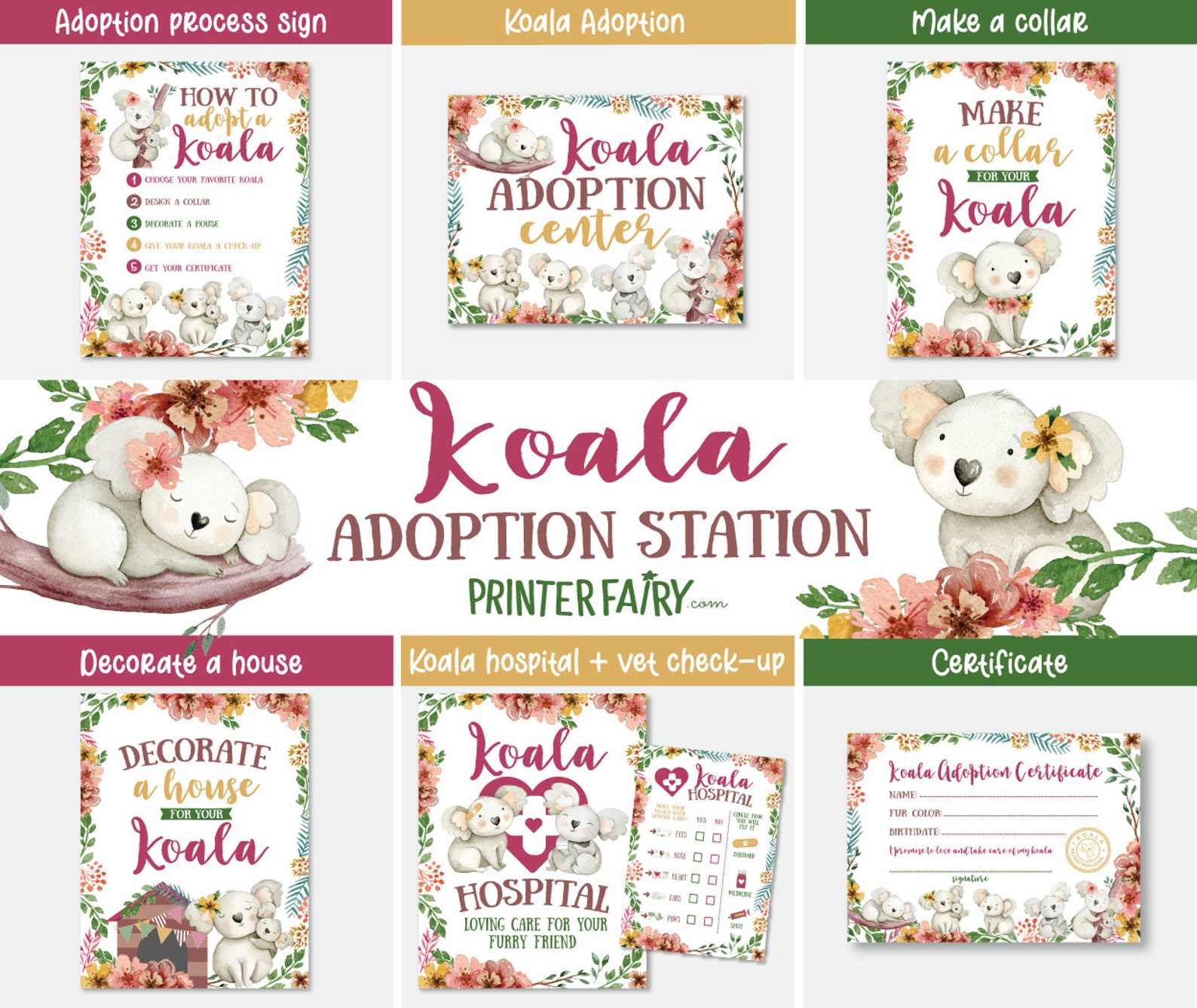 Koala Adoption Party Games Adopt a Koala Koala Adoption Pet - Etsy