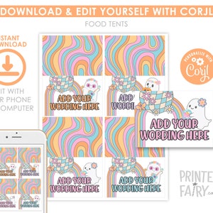 Editable Food Tents, Groovy Ghost Food Table Signs: Spooky Vibes ...