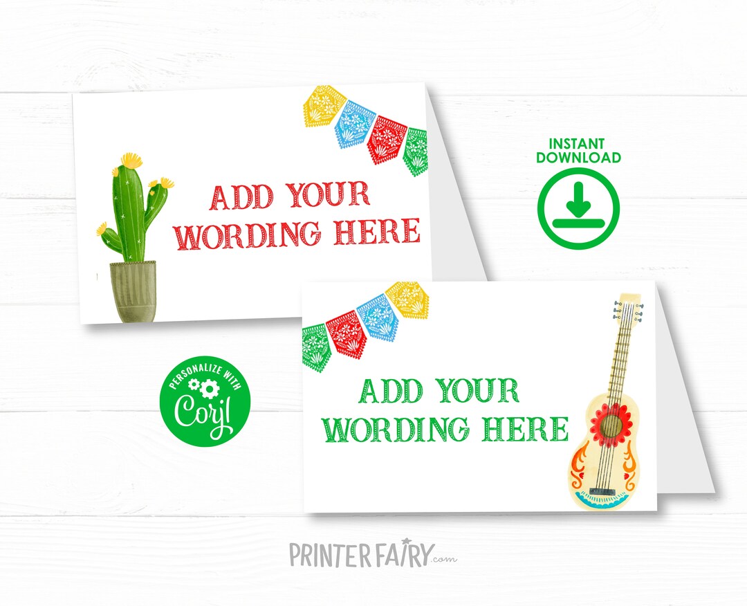 Fiesta Birthday Party Food Tents, Editable Mexican Fiesta Food Signs ...