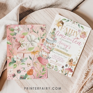 Editable Time Four Tea Partea 4th Birthday Invitation Fairytale ...