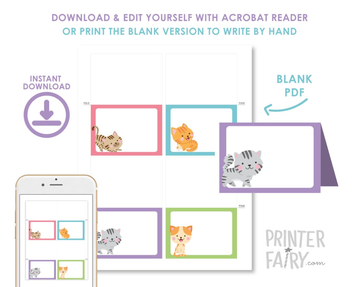 Cat Food Labels Kitty Food Tags Buffet Cards Pet Adoption - Etsy