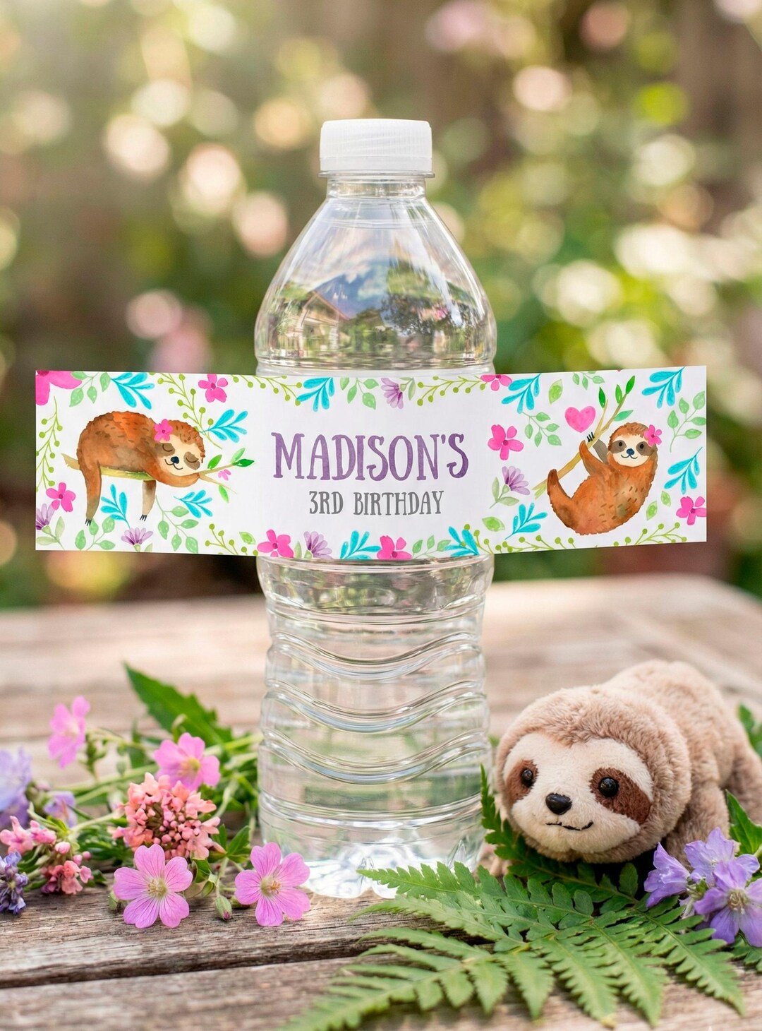 Sloth Water Bottle Labels Editable Template, INSTANT DOWNLOAD - Etsy