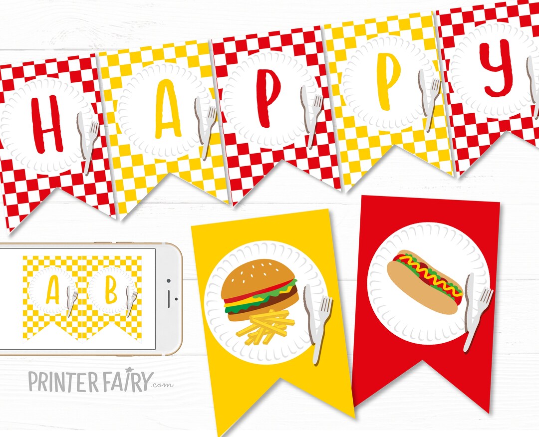 BBQ Birthday Party Banner, BBQ Party Decorations, BBQ Bunting Banner ...