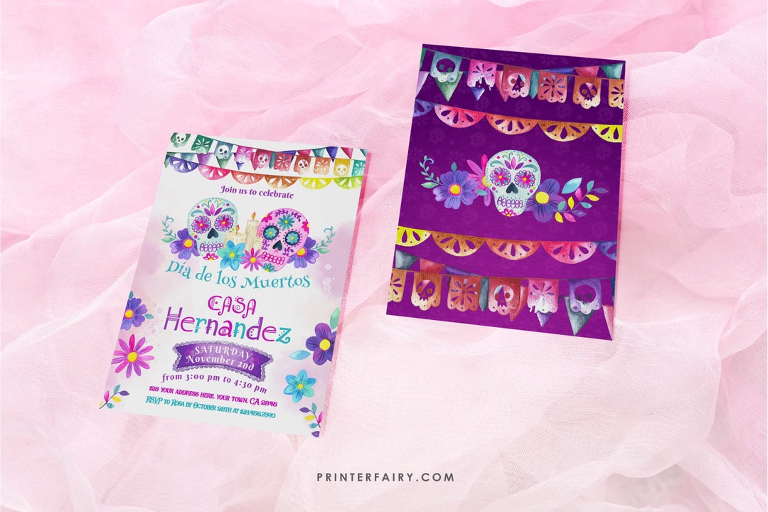 Editable Halloween & Day of the Dead Invitation: Dia De Los Muertos ...