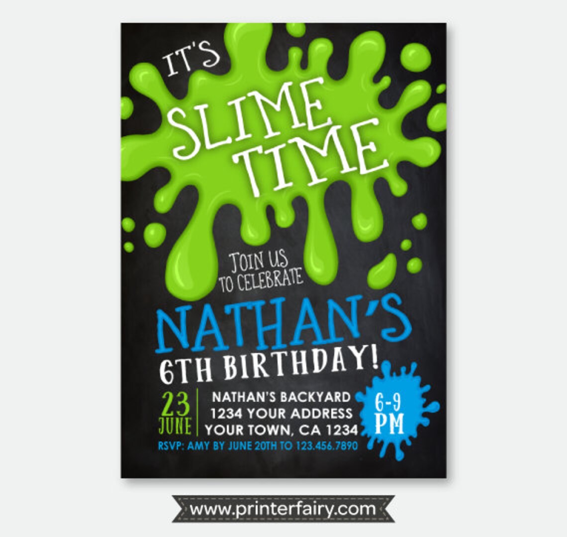 Slime Party Invitation Slime Invitation Art Birthday Party - Etsy