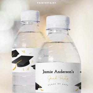 Graduation Water Bottle Label, Editable Template, College Graduation ...
