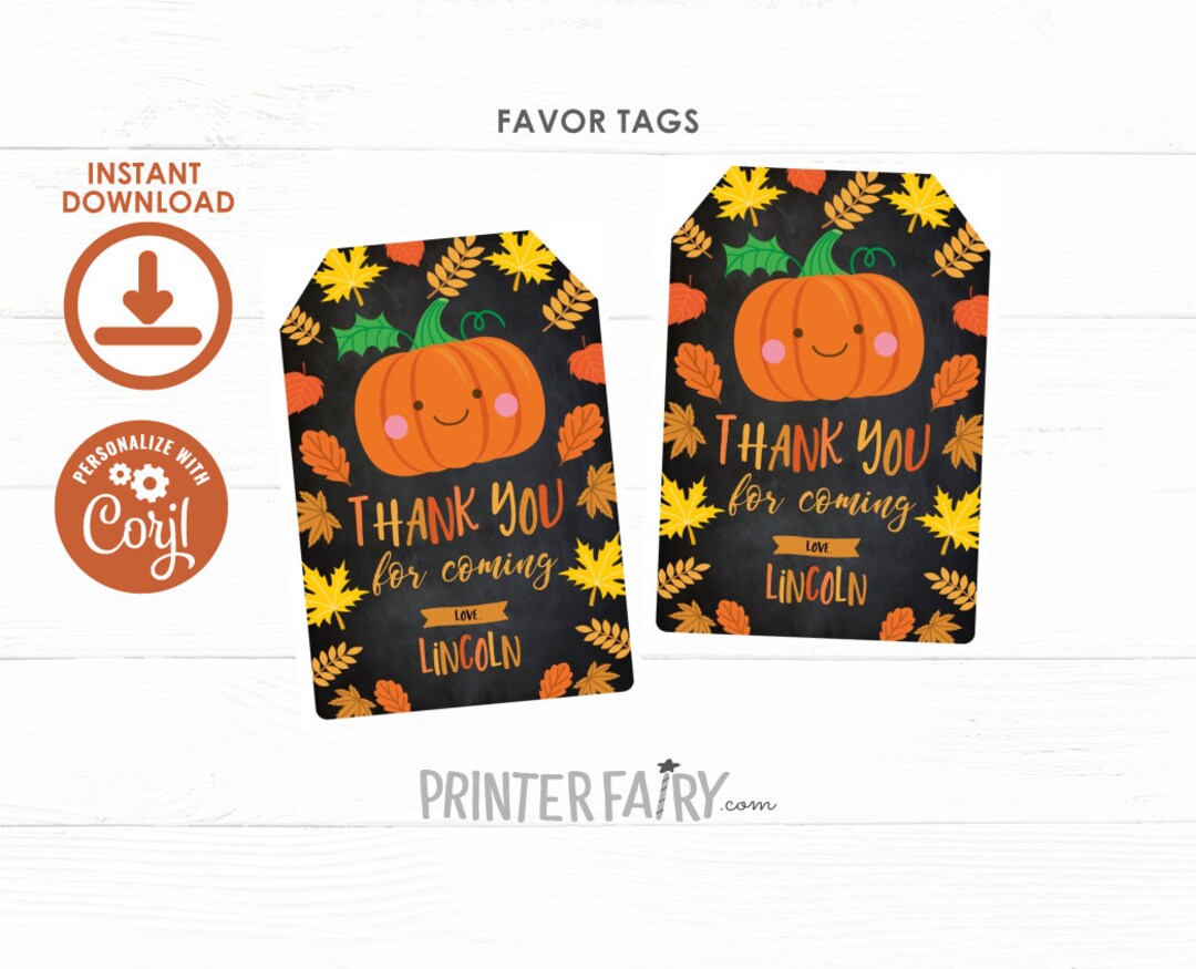 Little Pumpkin Favor Tags, EDITABLE, Little Pumpkin Thank You Tags ...