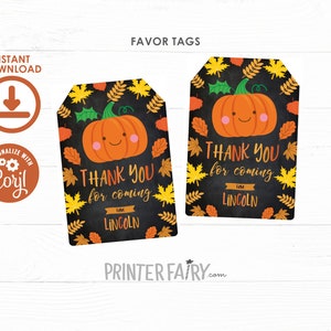 Little Pumpkin Favor Tags, EDITABLE, Little Pumpkin Thank You Tags ...