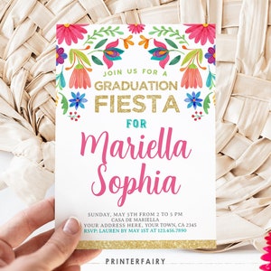 Mexican Fiesta Graduation Invitation, Floral, Editable (instant ...
