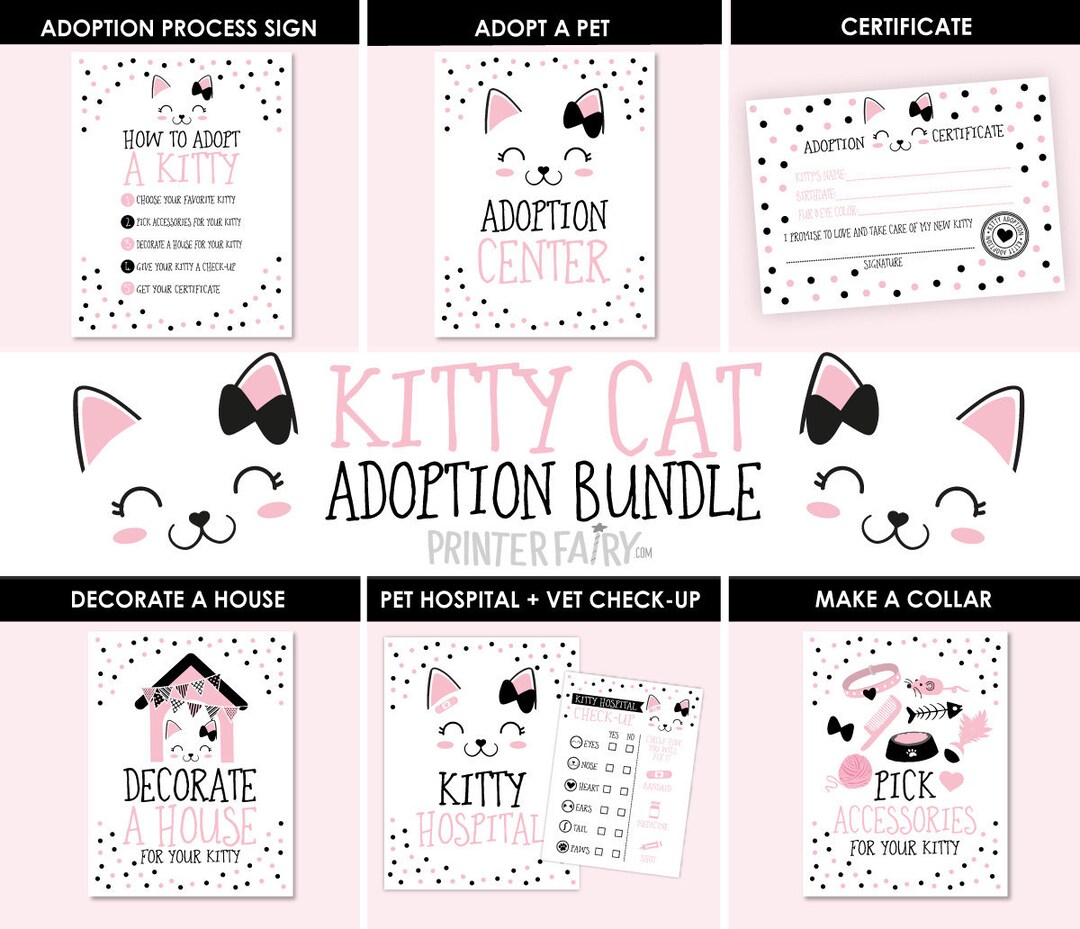 Kitty Adoption Bundle, Pet Adoption Center Full Pack, Pink, Black ...