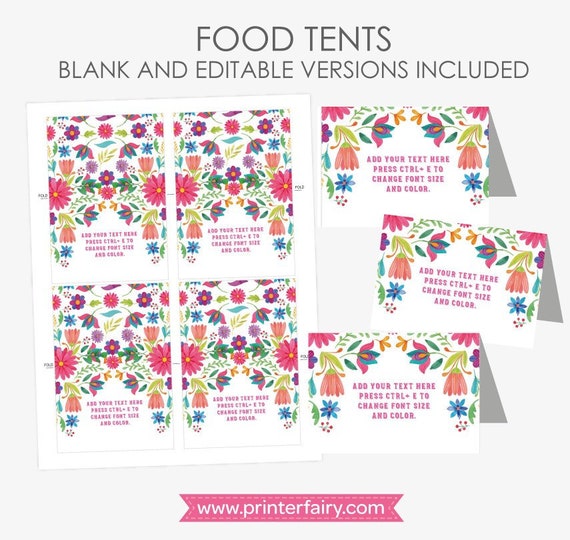 Fiesta Food Tents, Fiesta Food labels, Cinco de Mayo Decorations ...