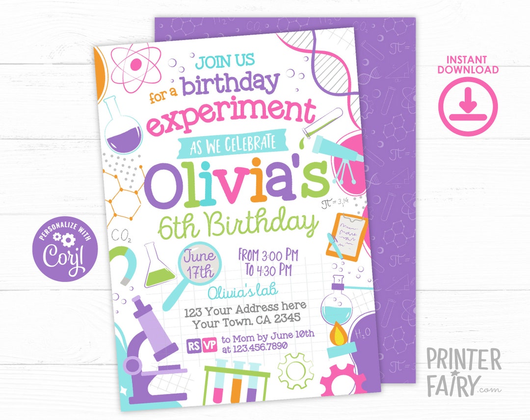 Science Birthday Party Invitation EDITABLE Scientifics - Etsy