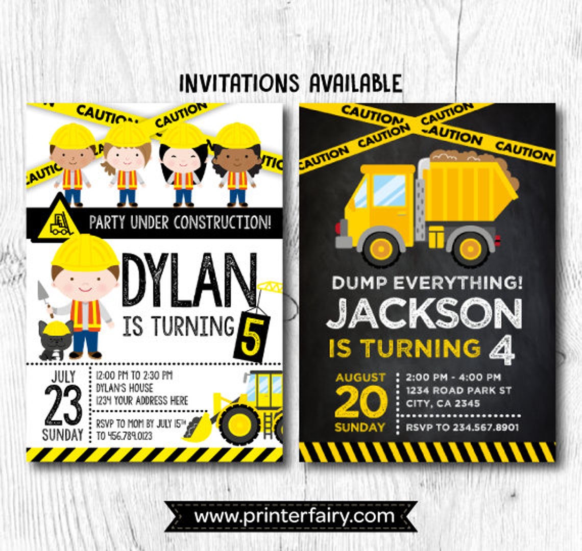 Construction Birthday Signs Construction Birthday Printables - Etsy