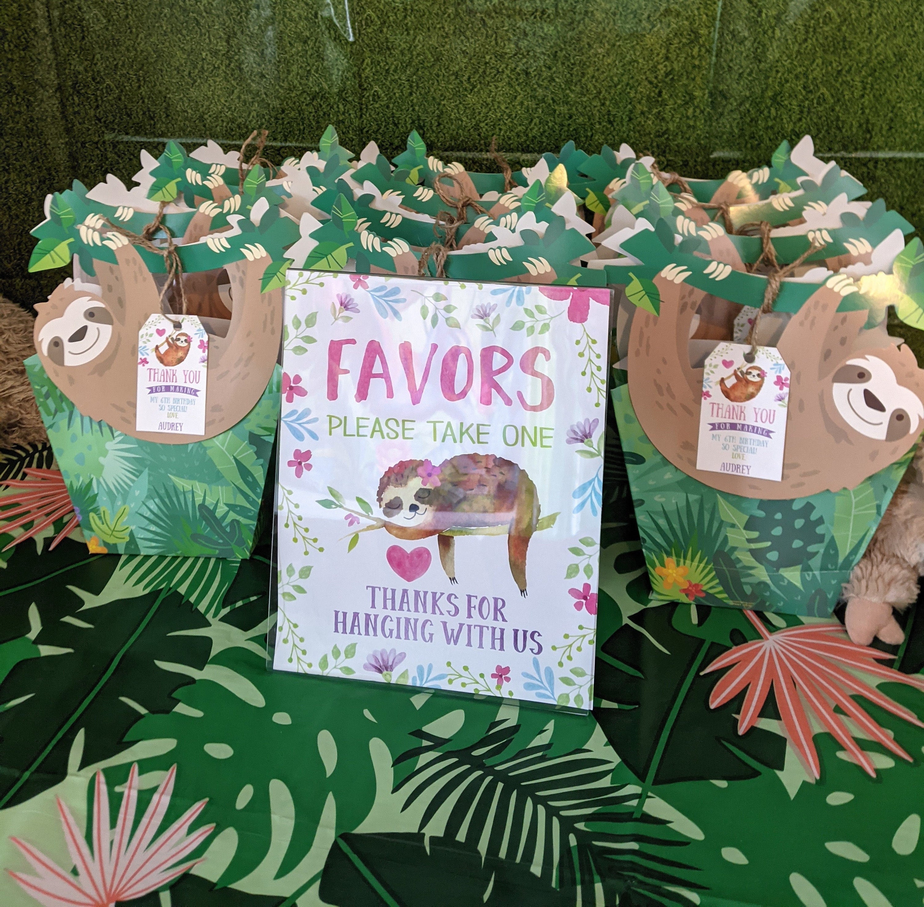 Sloth Favor Tags, EDITABLE, Sloth Birthday Party, Sloth Thank You Tags ...