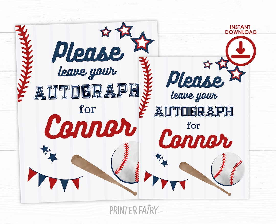 Baseball Table Sign, EDITABLE, Leave Your Autograph Sign, Baseball ...