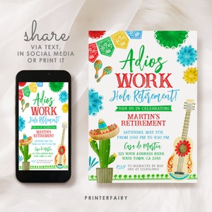 Retirement Fiesta Invitation, Editable Printable (digital Download) - Etsy