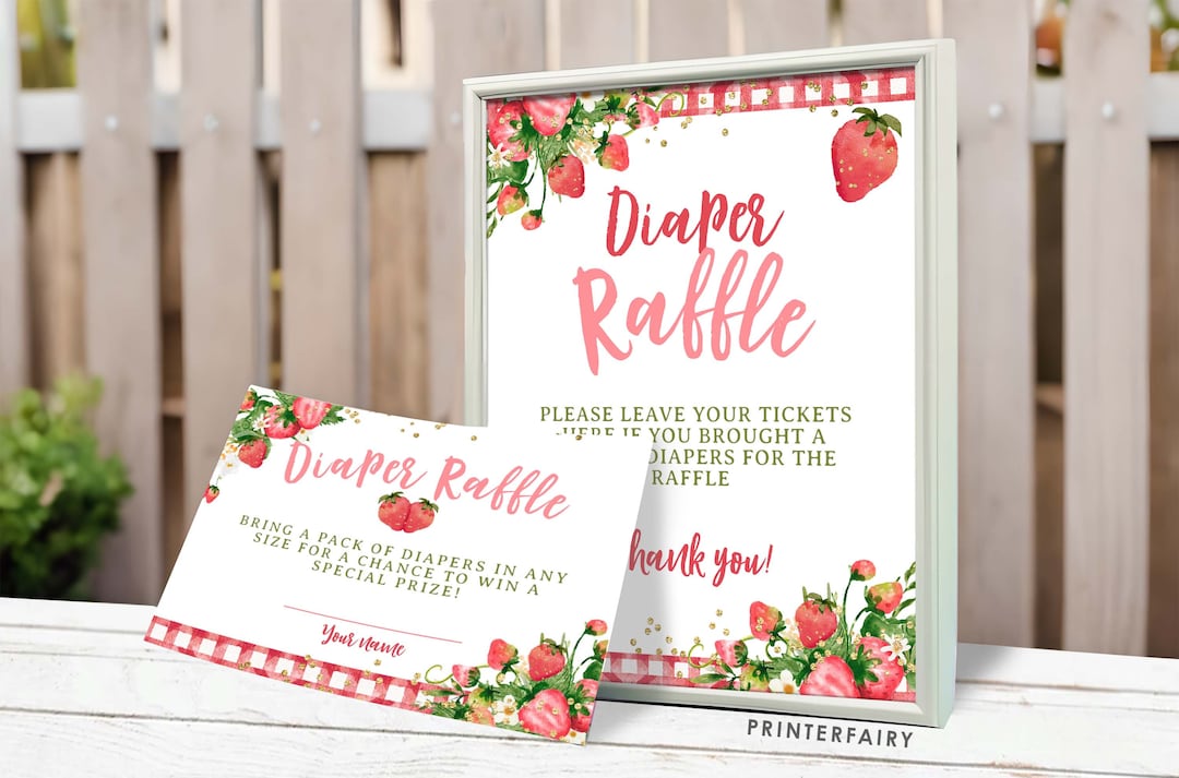 Strawberry Baby Shower Diaper Raffle, Editable, Some One Berry Sweet is ...