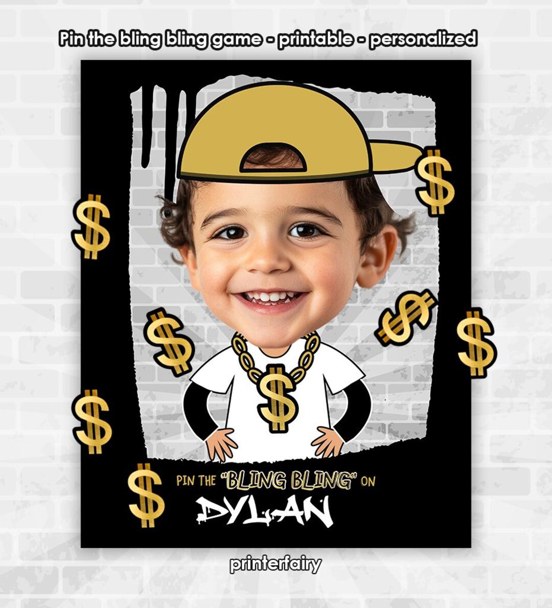 Pin the Bling Bling Game, Hip Hop Birthday Party, Dance Party Decor ...