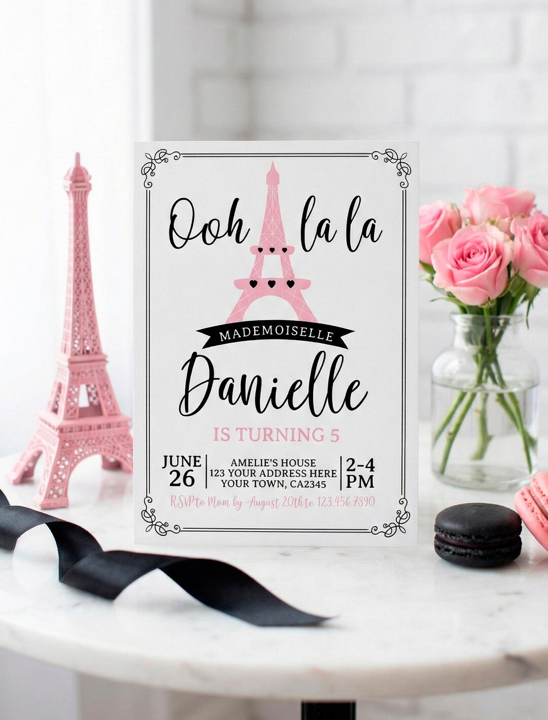Paris Birthday Party Theme Invitation Template, Instant Download - Etsy