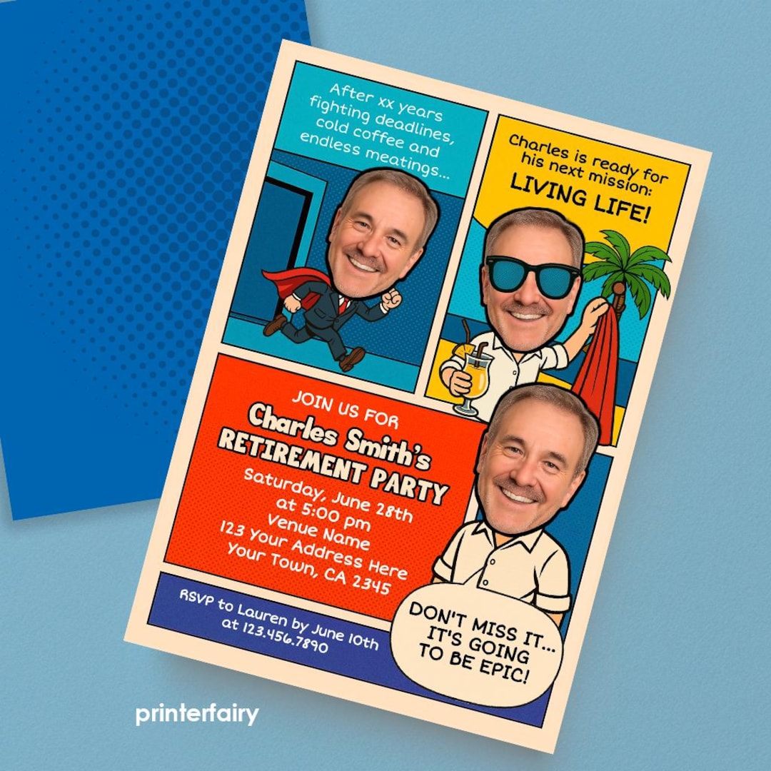 Retirement Party Invitation With Photo EDITABLE Template, Retirement ...