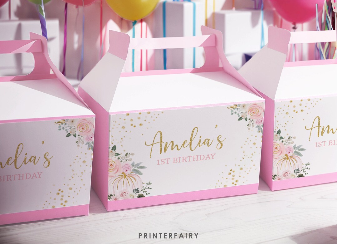 Editable Pumpkin Party Gable Box Label, Fall Birthday Party Favor Box ...