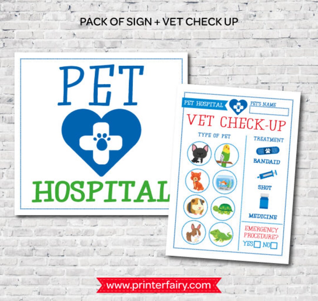 Pet Hospital Sign Vet Check Up Pet Adoption Birthday Party - Etsy