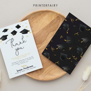 Editable Graduation Thank You Card, College Grad Party Note (digital ...
