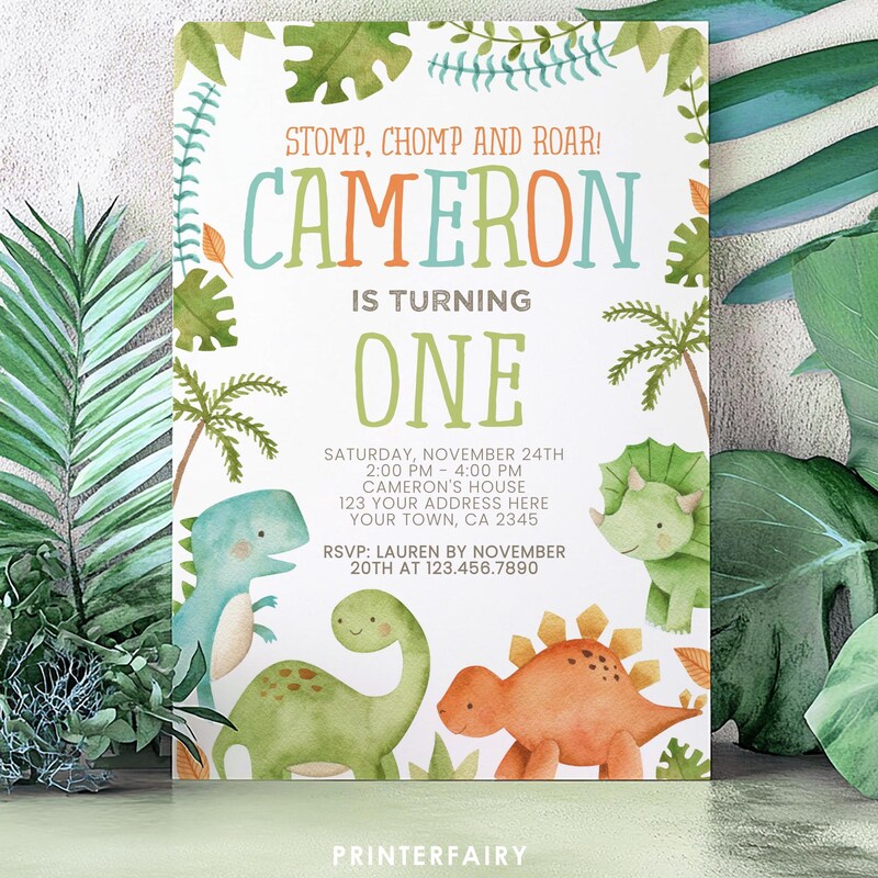 Dinosaur Invitation - Etsy
