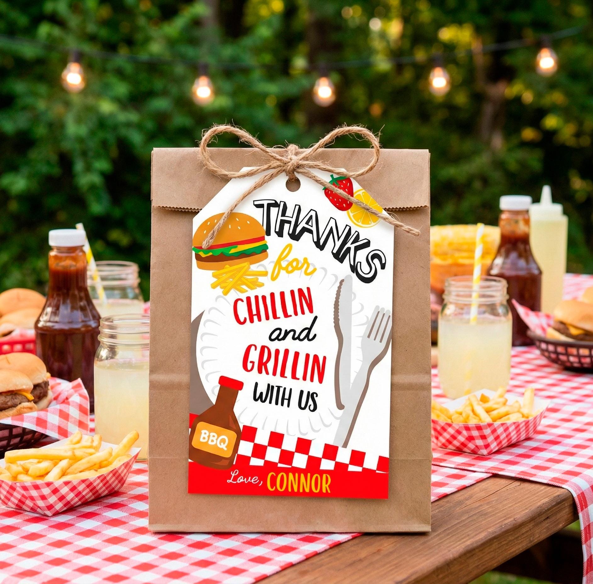 BBQ Birthday Party Favor Tags Editable Template, Digital Printable ...