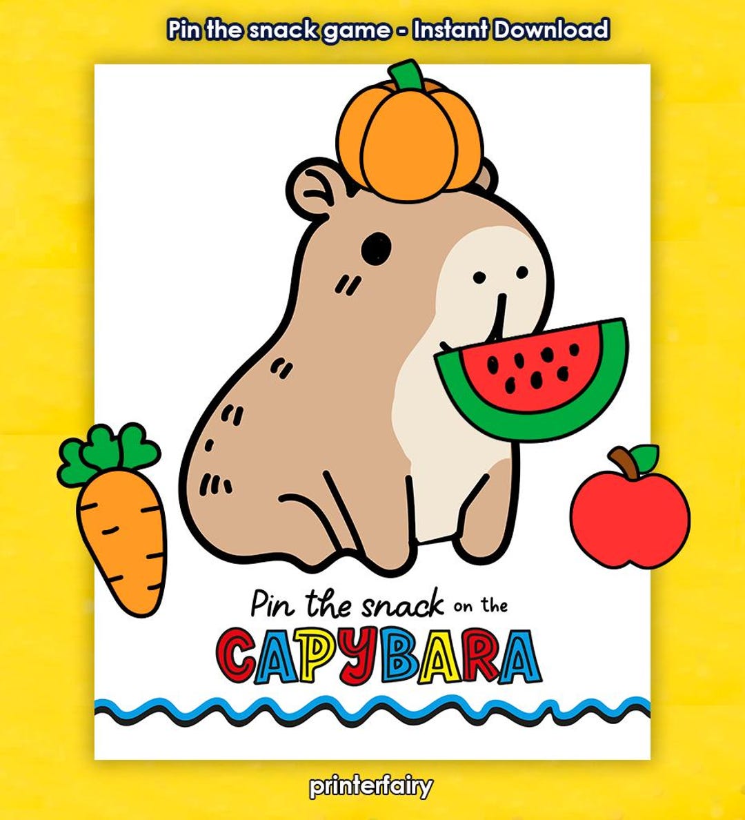 Capybara Birthday Party Pin the Tail Printable Game, Capibara Party ...